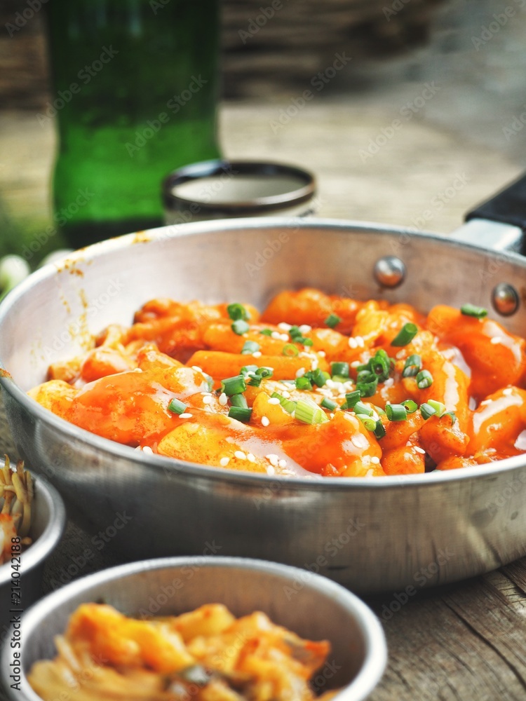 Rice cake and soju Korean food Stock Photo | Adobe Stock