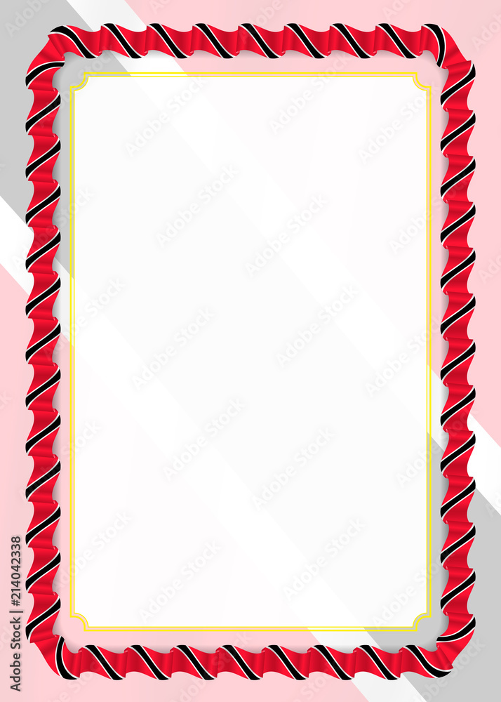 Frame And Border Of Ribbon With Trinidad And Tobago Flag Template