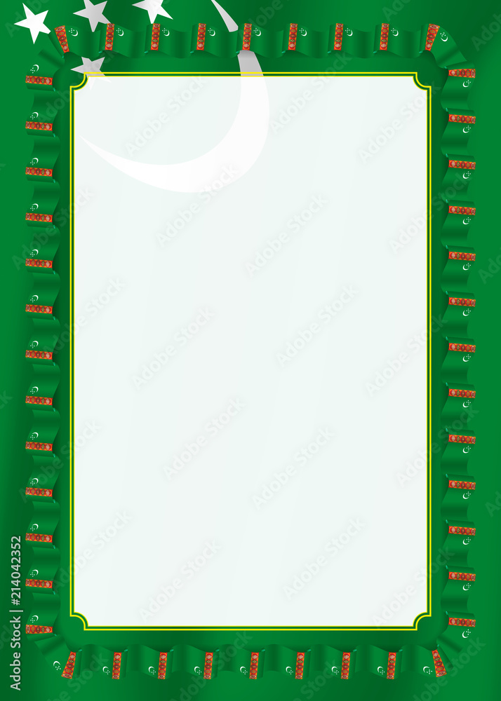 Frame and border of ribbon with Turkmenistan flag, template elements ...