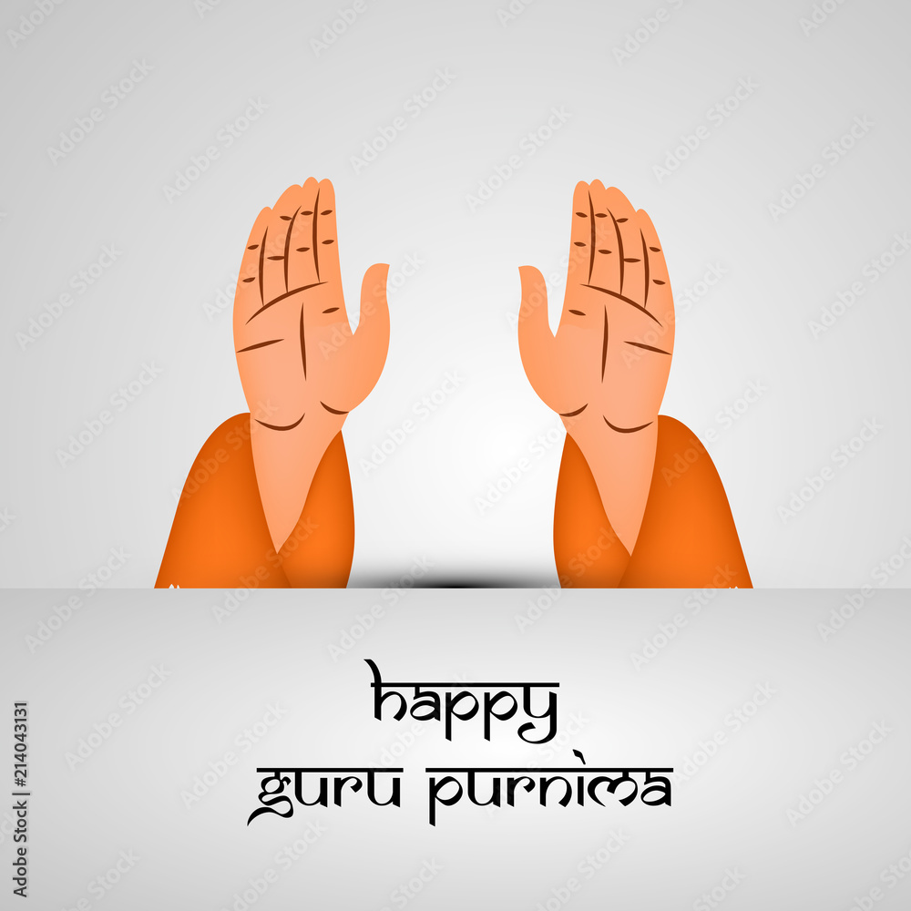 illustration of hands giving blessing with happy Guru Purnima text on ...