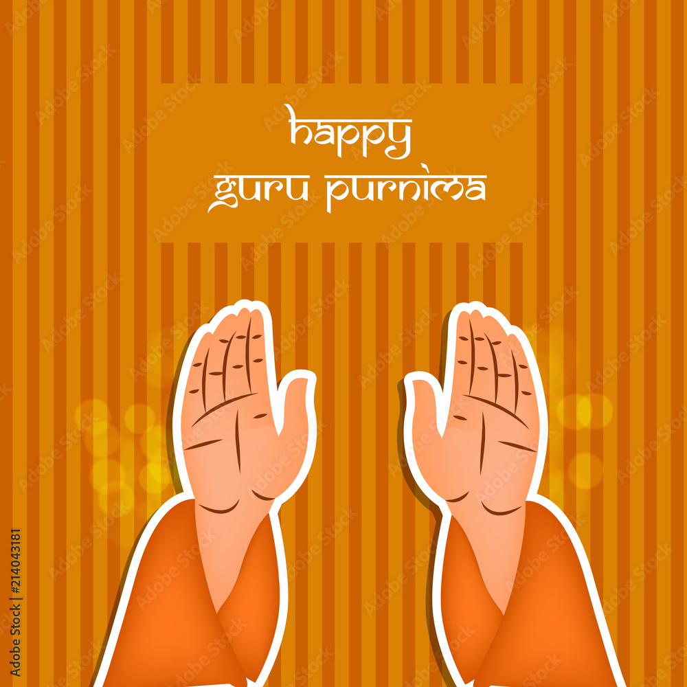 illustration of hands giving blessing with happy Guru Purnima text on ...