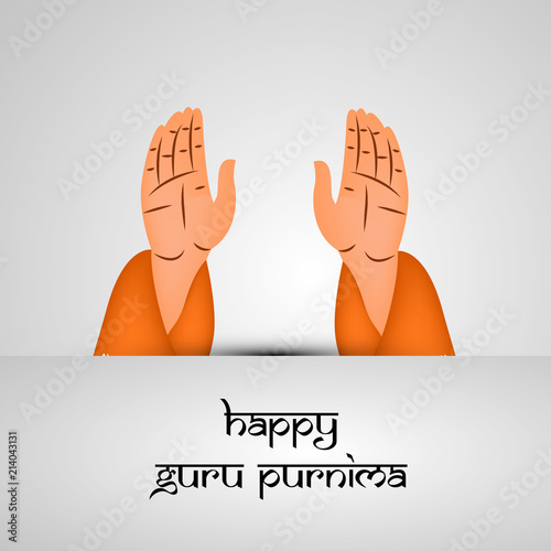 illustration of hands giving blessing with happy Guru Purnima text on ...