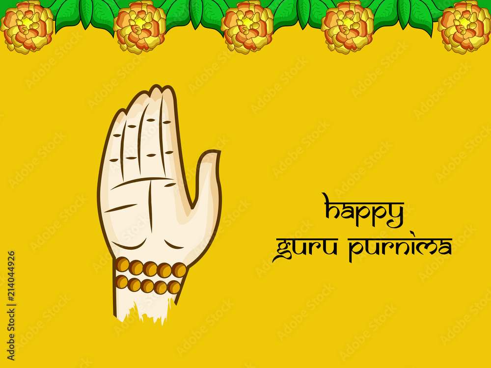 illustration of hand giving blessing with happy Guru Purnima text on ...