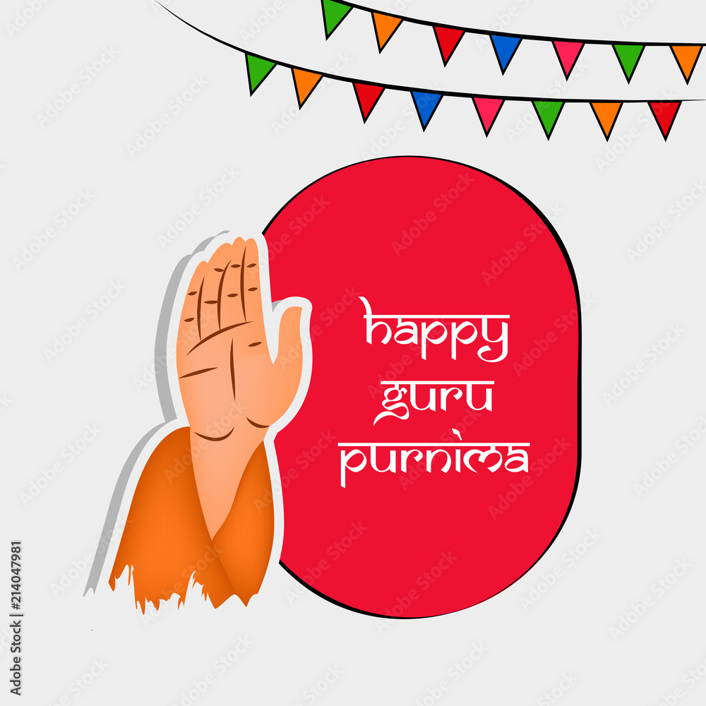 illustration of hand giving blessing with happy Guru Purnima text on ...
