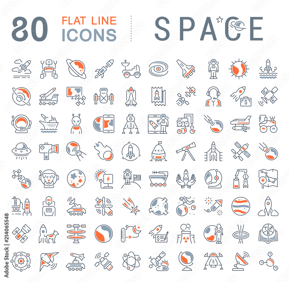 Set Vector Line Icons of Space. Stock Vector | Adobe Stock