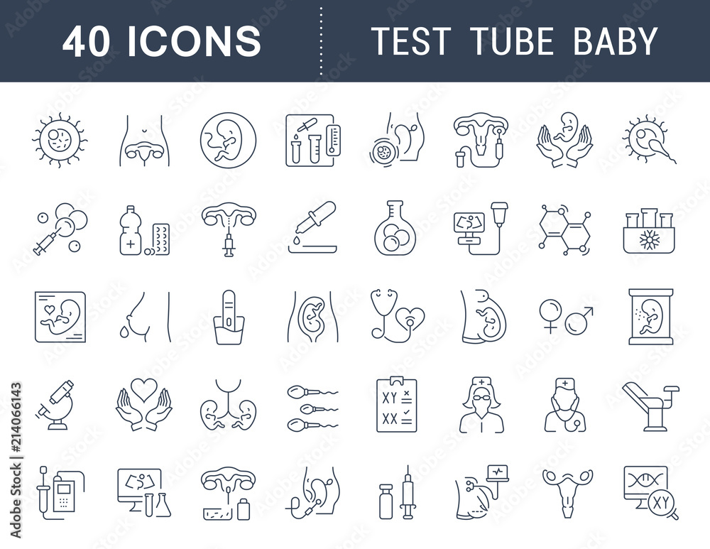 Set Vector Line Icons of Test Tube Baby. 素材庫向量圖 | Adobe Stock