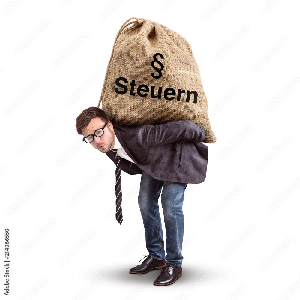 Steuerbelastung Konzept isoliert auf weiß Stock-Foto | Adobe Stock