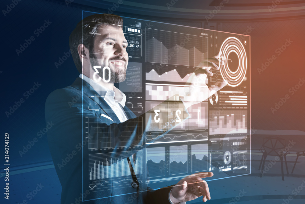 Happy computer programmer. Positive enthusiastic computer programmer ...