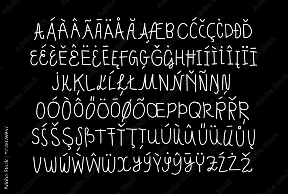 Hand written awkward and childish school naive linear script font ...