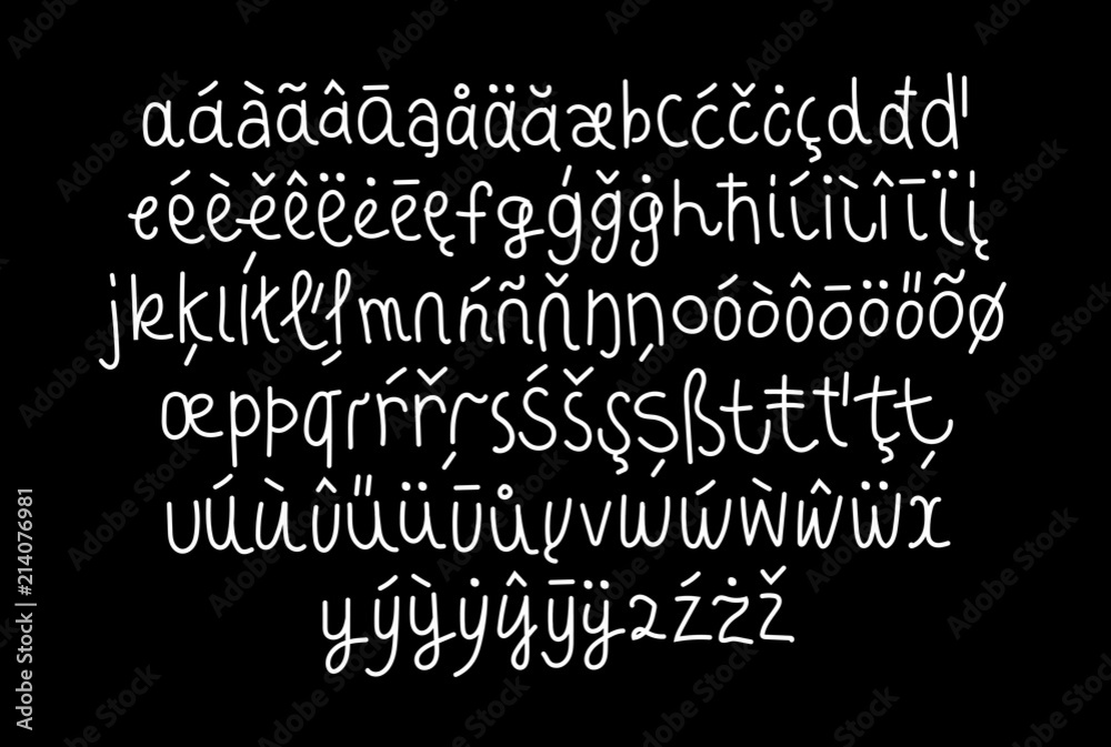 Hand written awkward and childish school naive linear script font ...