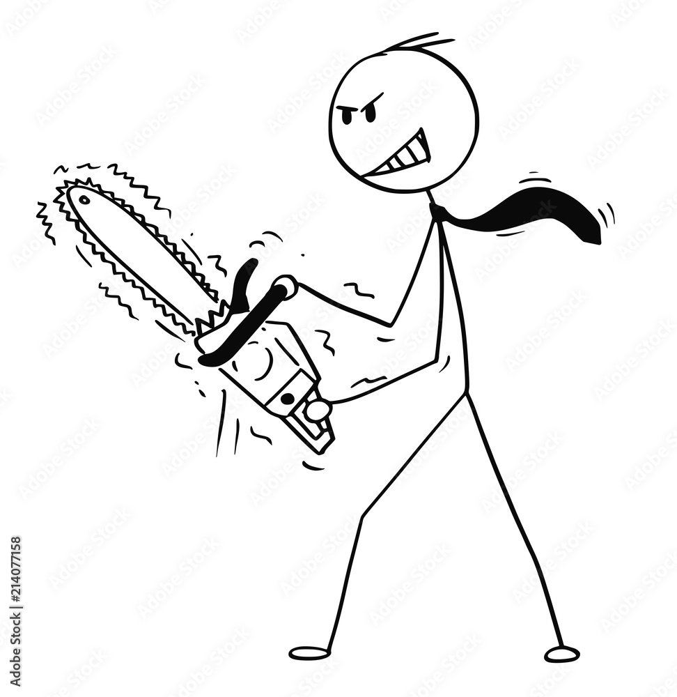 Cartoon stick man drawing conceptual illustration of angry or mad ...