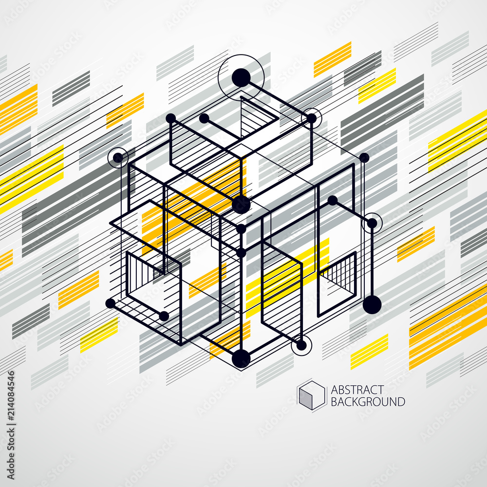 Geometric technology vector yellow drawing, 3D technical wallpaper ...