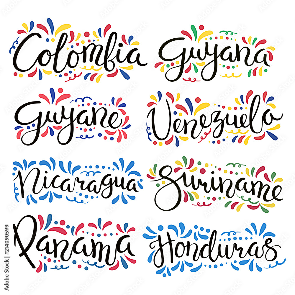 Set of hand written calligraphic lettering quotes with Latin American ...