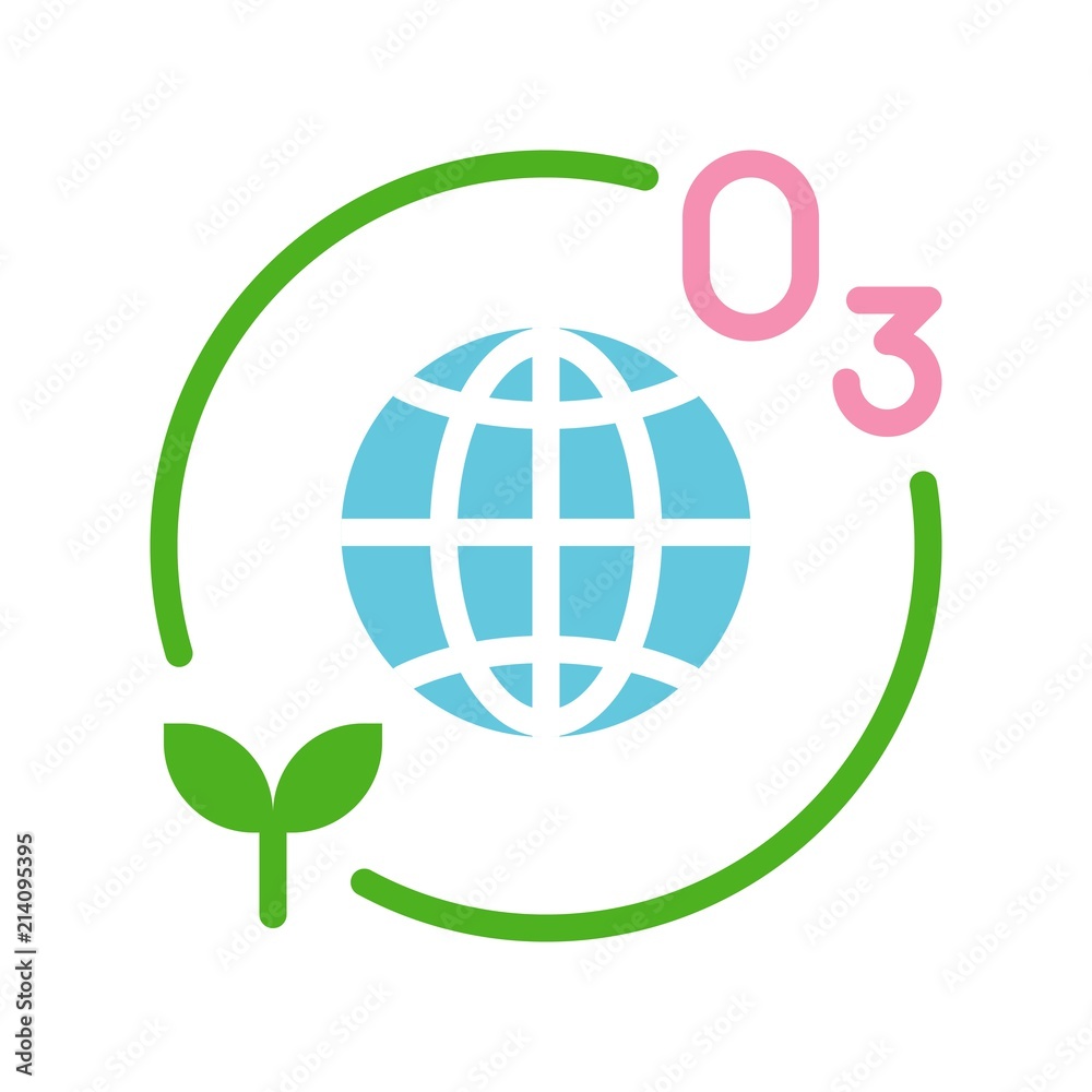 Ozone layer and plant with Globe or planet earth icon flat design Stock ...