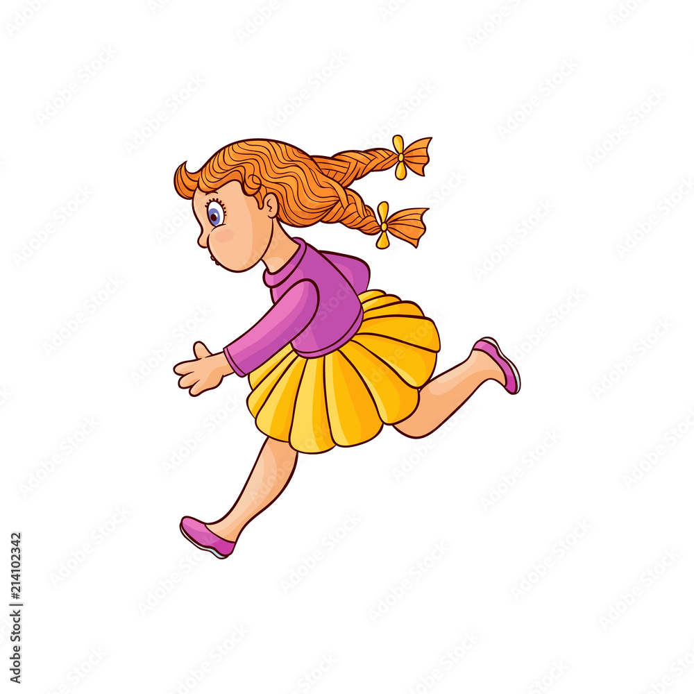 Girl in summer clothing, skirt running looking back. Ranaway kid icon ...