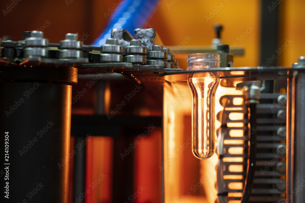 The preform shape of plastic bottle product in the heater for ...