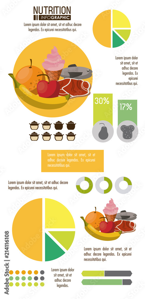 Nutrition and food infographic with statistics and elements Stock ...