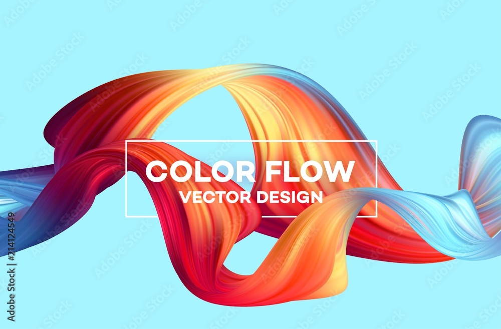 Modern colorful flow poster. Wave Liquid shape in blue color background ...