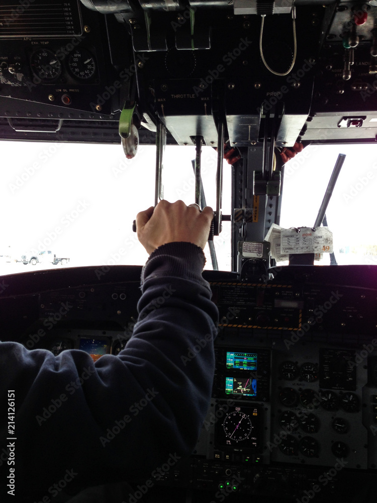 Airliner Instruments in Cockpit with Captain Stock Photo | Adobe Stock
