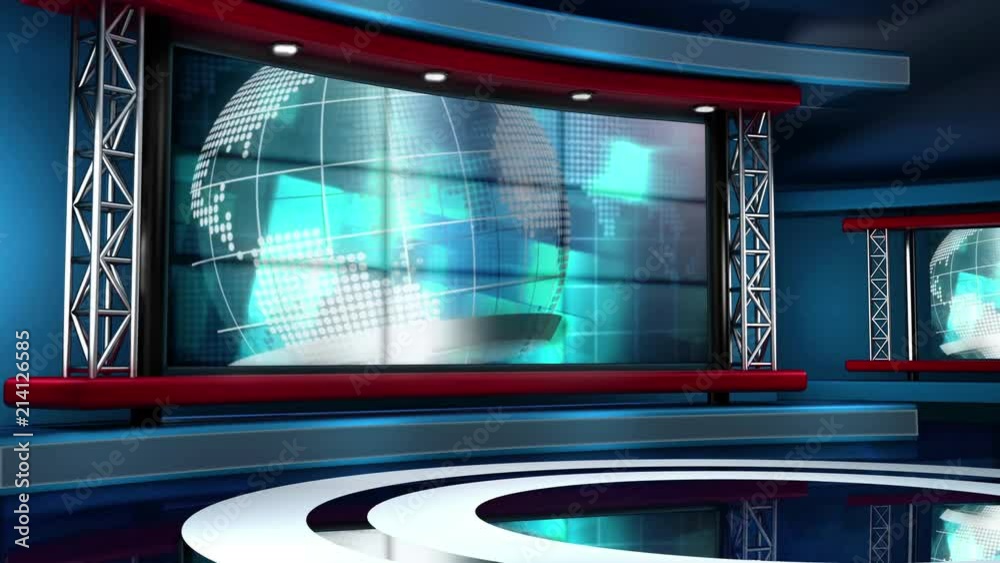 Breaking News Modern Virtual Studio Set Stock Video | Adobe Stock