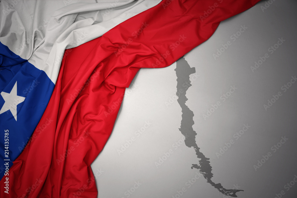 waving colorful national flag and map of chile. Stock Photo | Adobe Stock