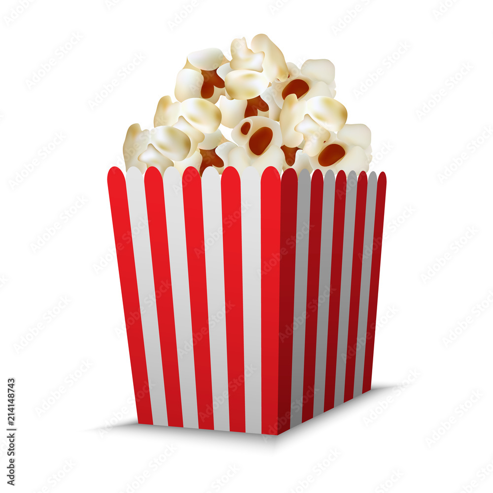 Cinema popcorn box mockup. Realistic illustration of cinema popcorn box ...