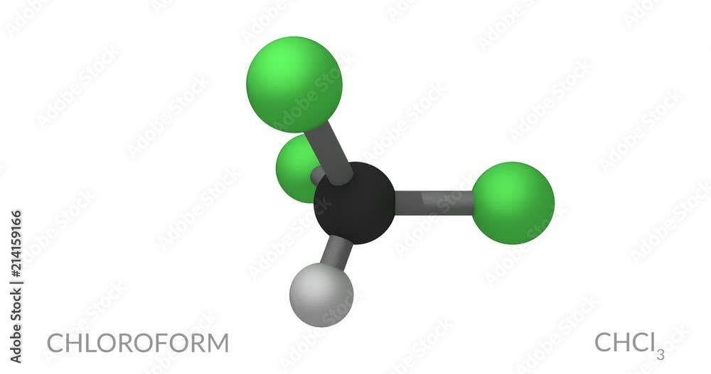 Chloroform molecule, rotating seamless loop, 3d animation, 4k 30fps ...