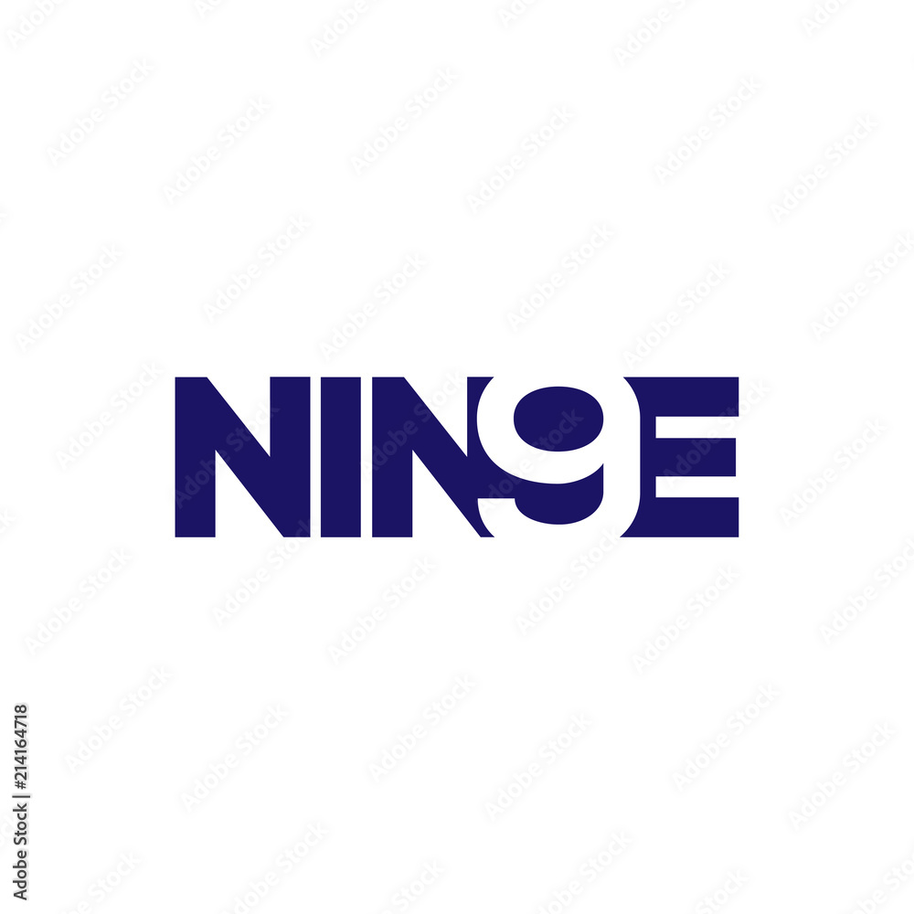 Nine text logo vector template. Number logo text element Stock Vector ...
