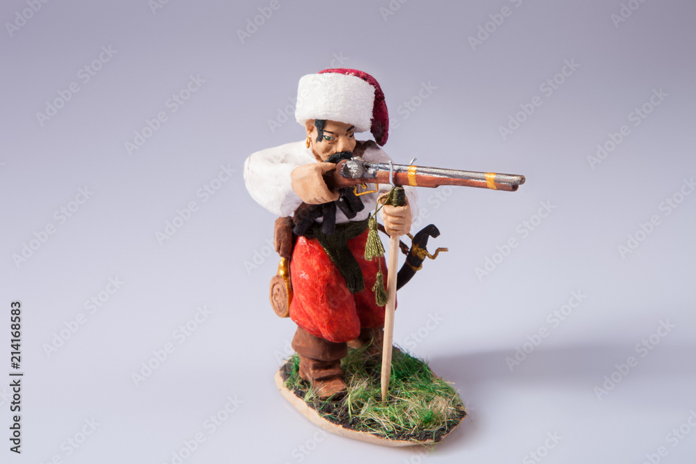 Ukrainian warrior (kozak) of the 17th century in national clothes with ...