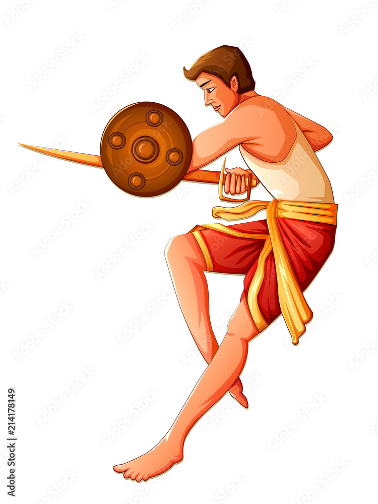 South Indian people performing Kalaripayattu dance form of martial art ...