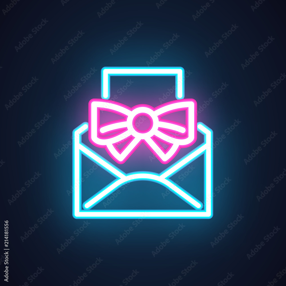 Email neon icon. Pictograph for social networks, websites, mobile ...