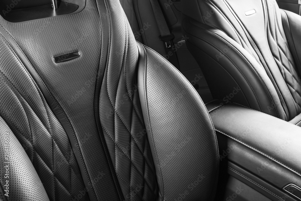 Modern Luxury car inside. Interior of prestige modern car. Comfortable ...