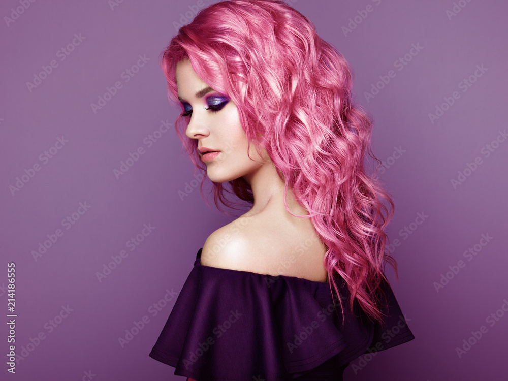 Beauty Fashion Model Girl with Colorful Dyed Hair. Girl with perfect ...