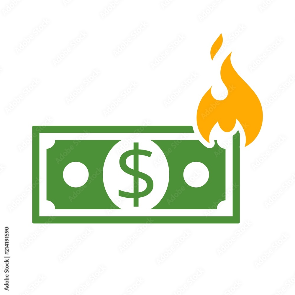 Money On Fire icon, sign, logo Stock Vector | Adobe Stock