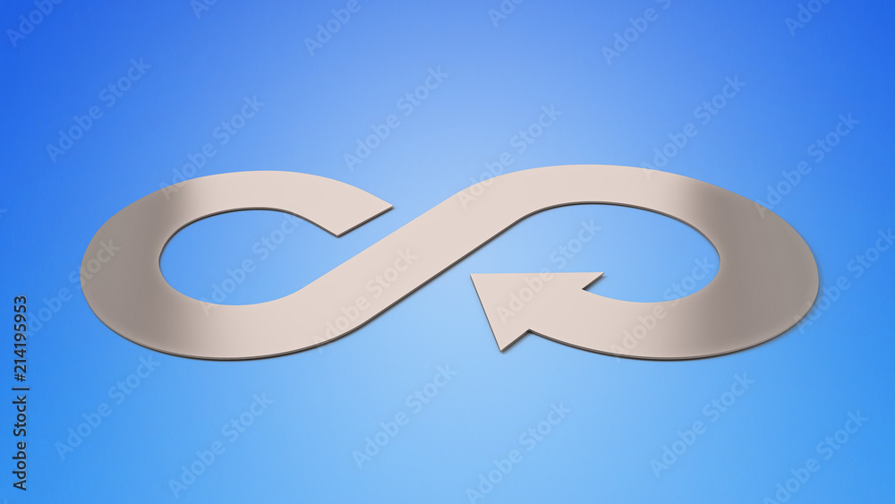 Circular economy concept. Gray metal roller and arrow infinity ...