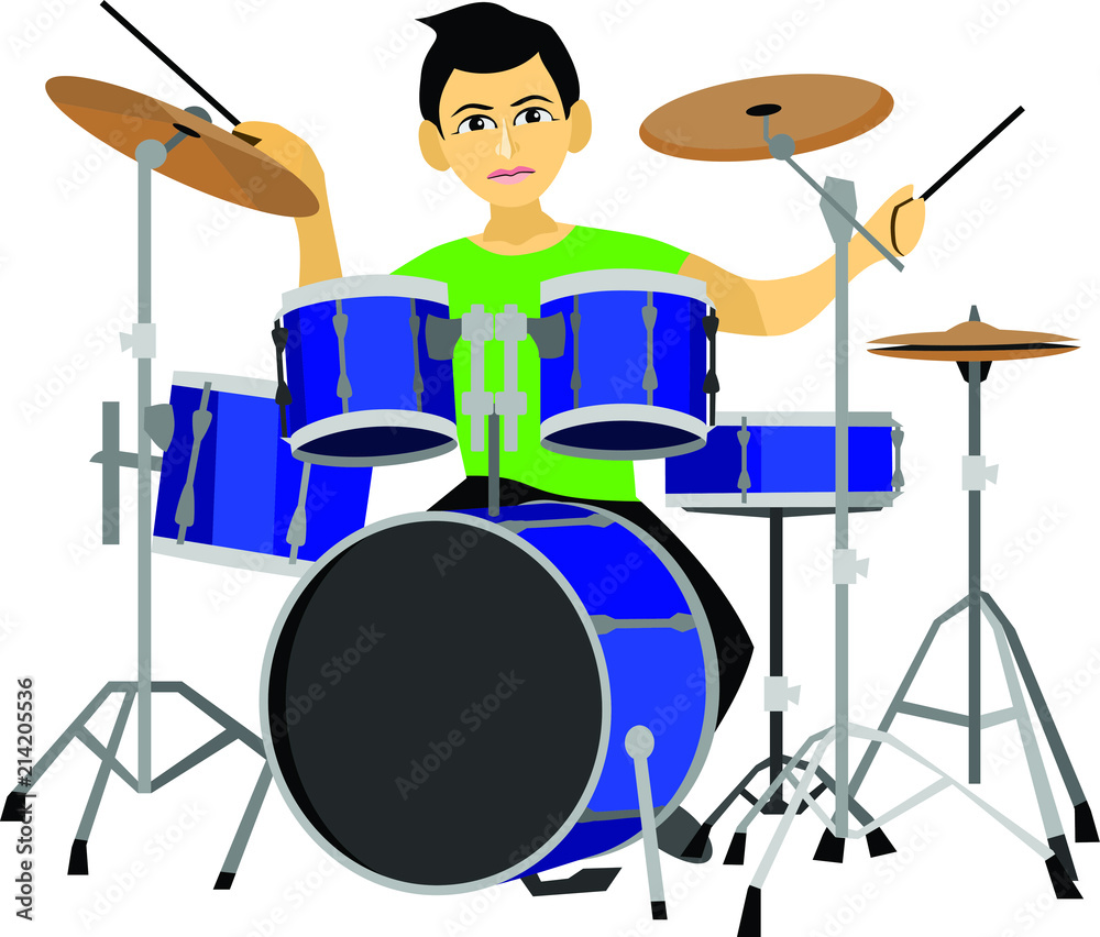 Boy Playing Drums Clipart
