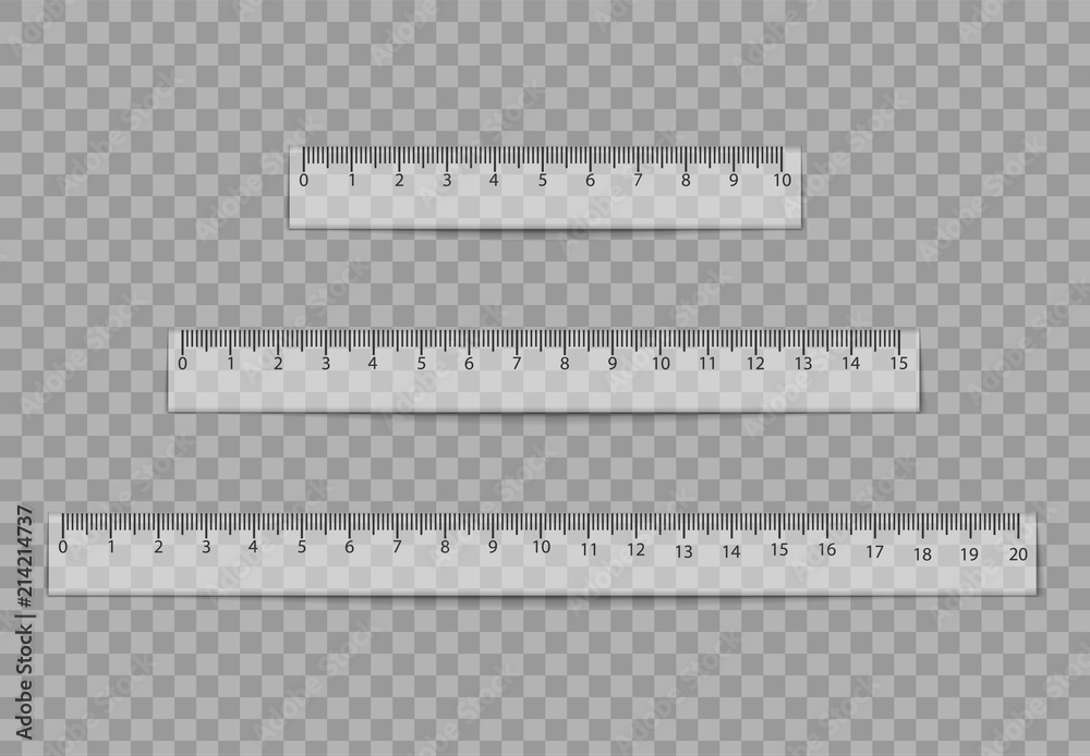 Realistic ruler set isolated on transparent background. Vector ...