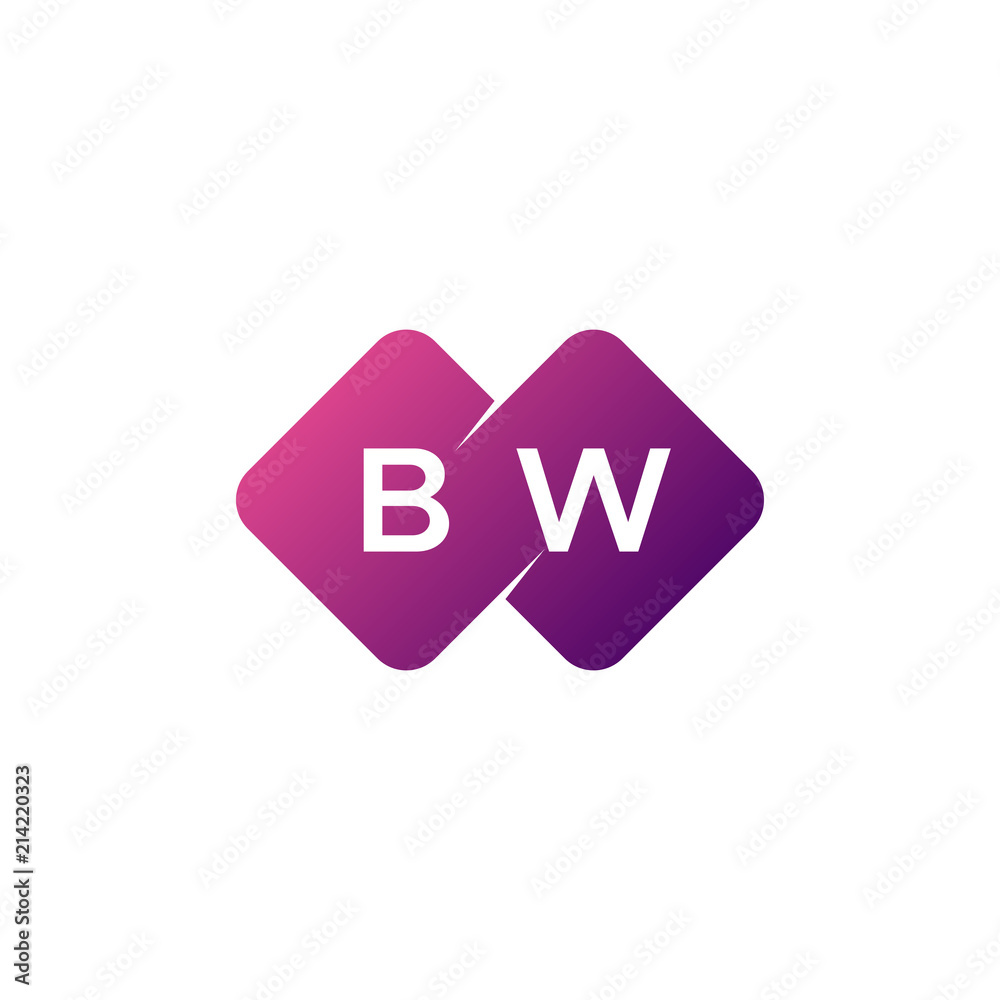 two letter bw diamond rounded logo Stock Vector | Adobe Stock
