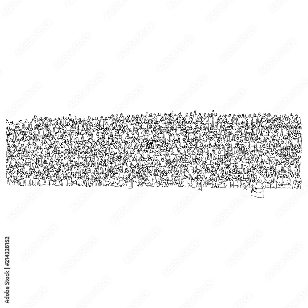 crowd of soccer fans cheering on big stadium vector illustration sketch ...