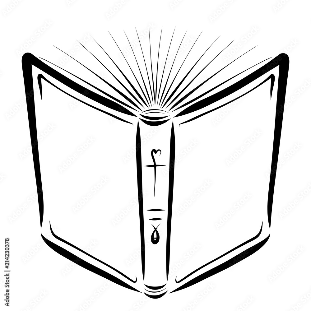 Open Bible Clipart Black And White