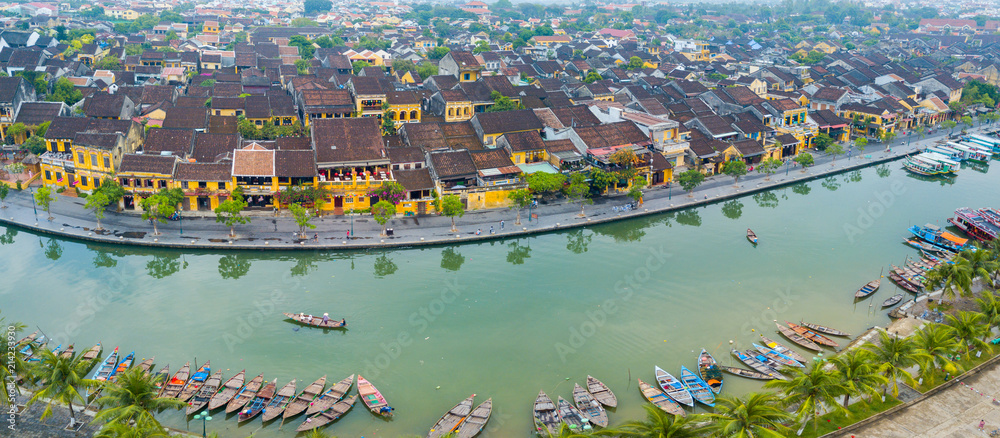 Hoi An, Vietnam : Panorama Aerial view of Hoi An ancient town, UNESCO ...