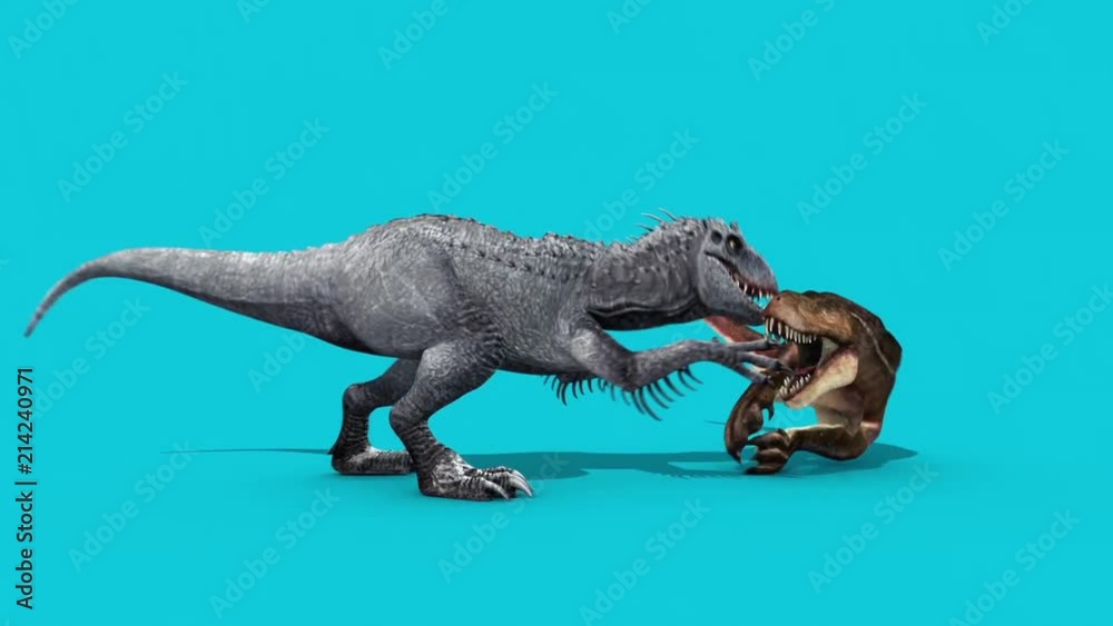 Jurassic World T Rex vs Indominus Rex Blue Screen 3D Rendering ...