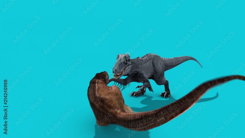Jurassic World T Rex vs Indominus Rex Top Blue Screen 3D Rendering ...