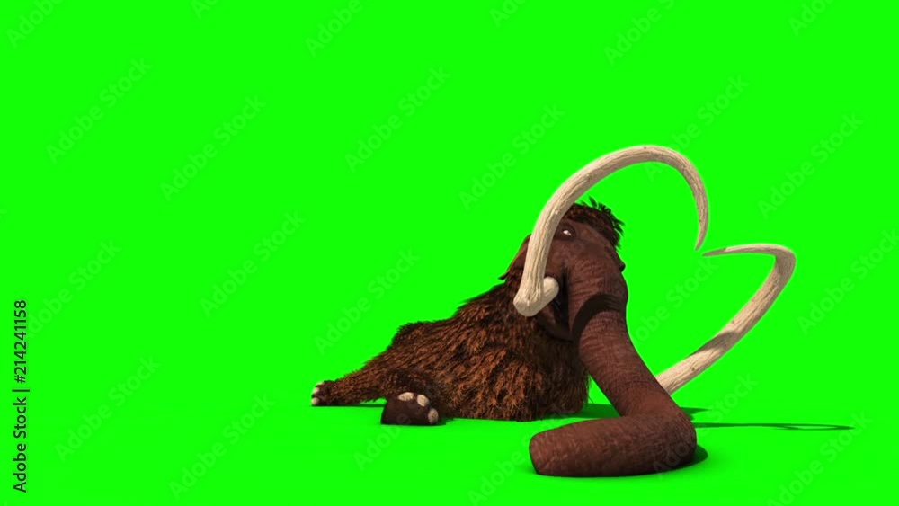 Mammoth Dies Front Prehistoric Animal Jurassic 3D Rendering Greenscreen ...