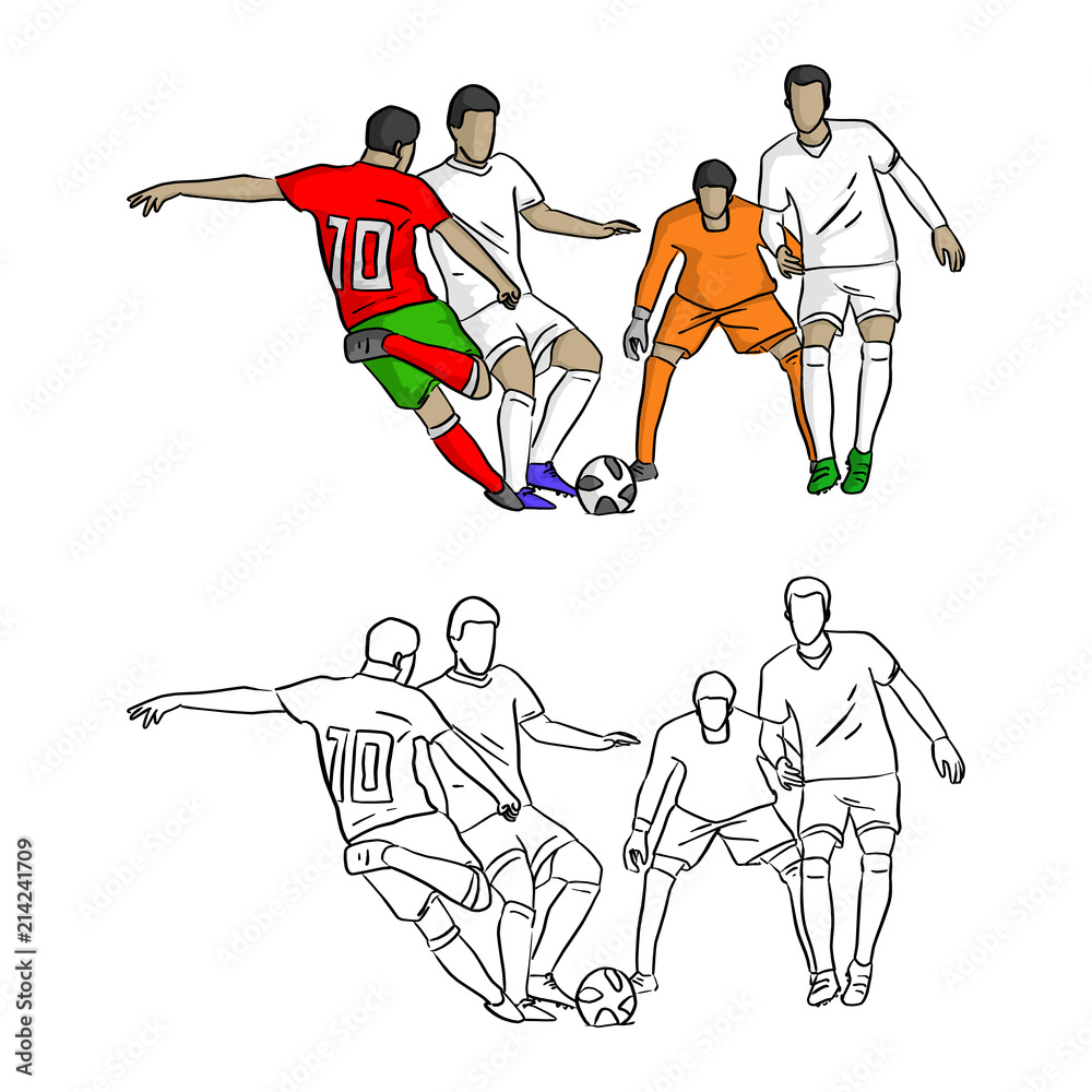 soccer player shooting a goal vector illustration sketch doodle hand ...