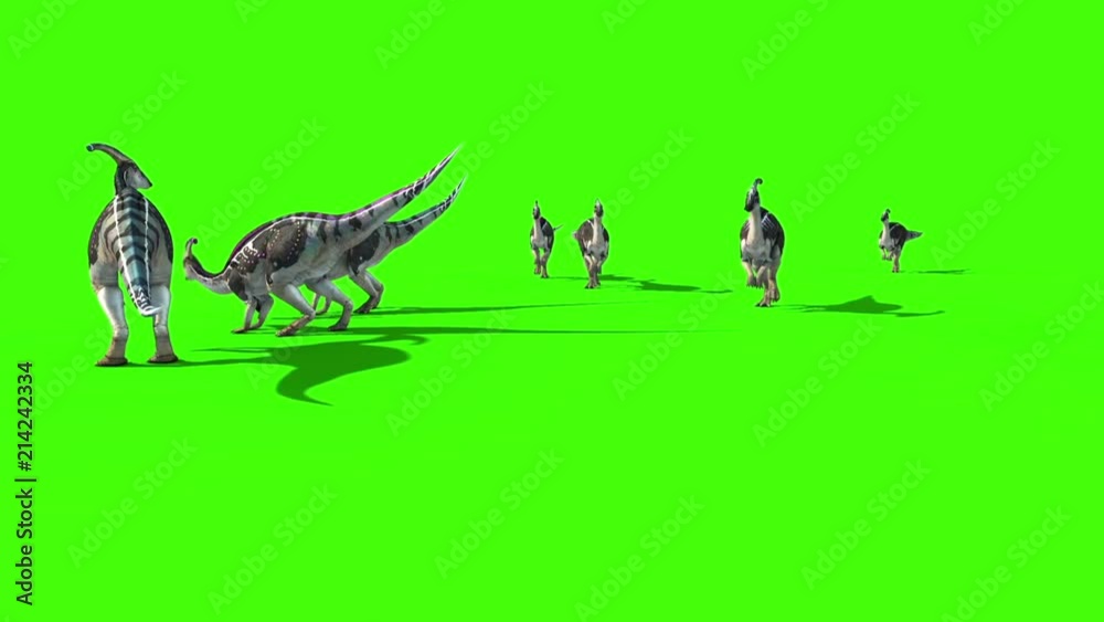 Parasaurolophus Walk Jurassic World Dinosaurs Green Screen 3D Rendering ...