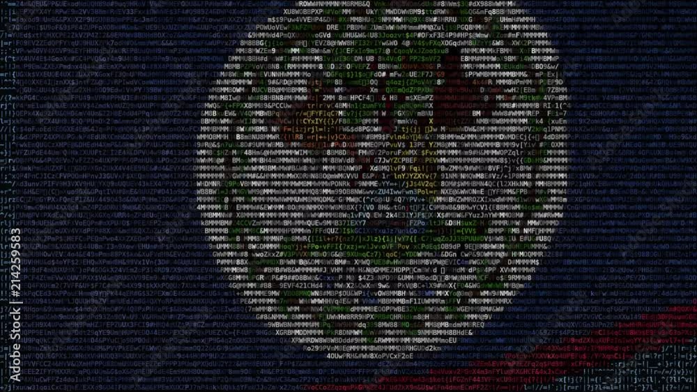Waving flag of Belize made of text symbols on a computer screen ...
