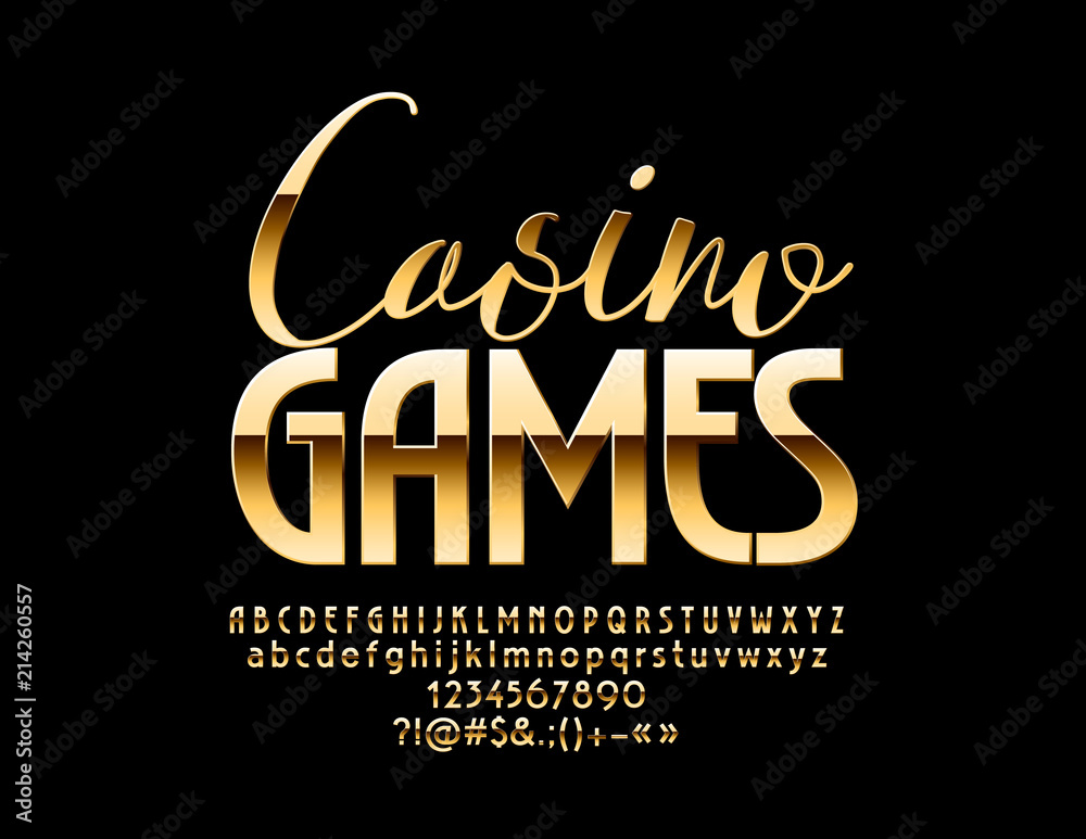 Vector Luxury Emblem Casino Games. Golden Alphabet Letters, Numbers and ...