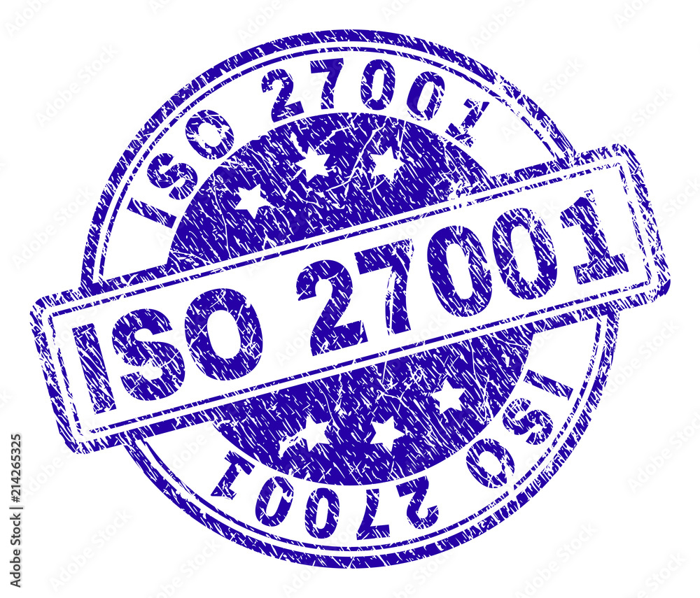 Vetor do Stock: ISO 27001 stamp seal imprint with grunge texture ...