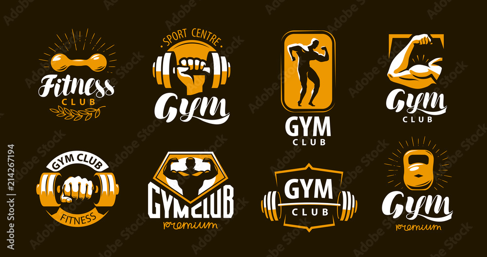 Gym, fitness logo or label. Sport, bodybuilding concept. Vector ...
